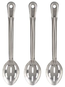 perforated stainless steel spoon - serving slotted spoons for restaurant - large metal commercial tablespoon for cooking 3 pcs