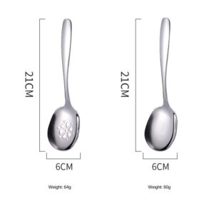 Serving Spoons,ToppingBest Slotted Spoon 304 Stainless Steel Soup Spoons for Buffet Party Restaurant Banquet Metal Comically Large Spoon,Serving Utensils Dishwasher Safe (Silver)