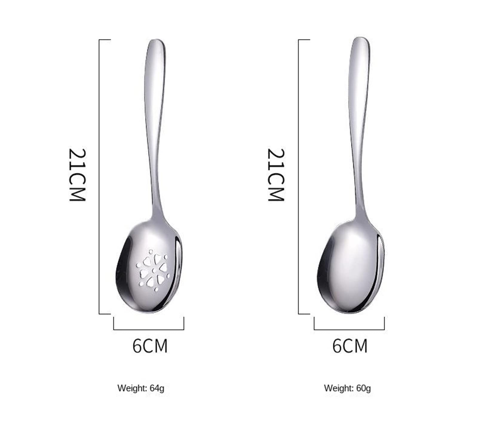 Serving Spoons,ToppingBest Slotted Spoon 304 Stainless Steel Soup Spoons for Buffet Party Restaurant Banquet Metal Comically Large Spoon,Serving Utensils Dishwasher Safe (Silver)