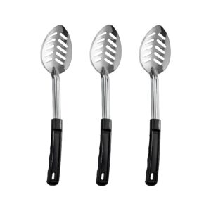 3 pcs large slotted spoons stainless steel, cooking spoons, slotted spoons for cooking, 13 inches metal slotted spoons, slotted serving spoons, kitchen spoons set with coated handle