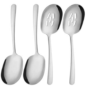 304 stainless steel flatware serving utensils, includeincludes 2 serving spoons and 2 slotted serving spoons,serving spoons set, dishwasher safe (2 serving spoons and 2 slotted spoons)