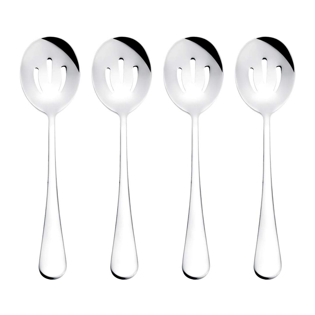 AXIAOLU Serving Spoons, 8.7-inch Stainless Steel Buffet Slotted Serving Spoons are Used for The Basic Service of Buffet, Banquet, Cooking Kitchen, Set of 4