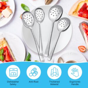 Aemygo 2 Sizes Serving Spoons Set, 9.8in 8.5in Stainless Steel Slotted Serving Spoon Metal Buffet Spoon Large Cooking Skimmer Utensils Cutlery for Party Home Kitchen (6 Pieces)