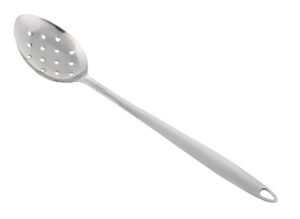 stainless steel slotted serving spoon - long handle perforated metal spoon - large metal cooking spoon with holes