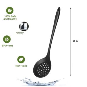 Armrouns Skimmer Slotted Spoon 2PC Set, Heat Resistant 600 °F Slotted ladle Spoons For Kitchen Cooking. (Black & Red)