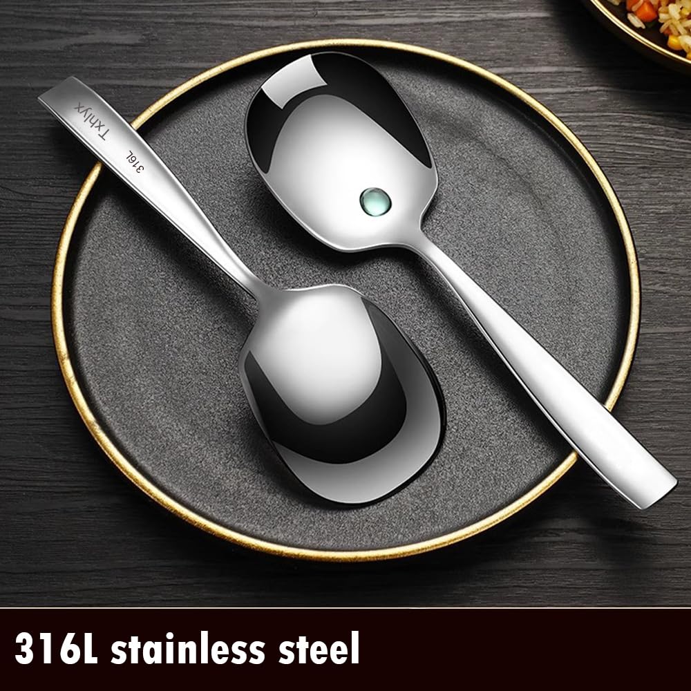 TXHLYX Serving Spoon,316L Premium Stainless Steel Large Heavy duty Serving Spoon for Buffet,Dishwasher Safe 9.5 x 2.8''