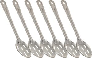 perforated stainless steel spoon - serving slotted spoons for restaurant - large metal commercial tablespoon for cooking (6)