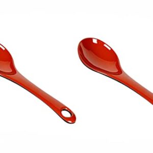 JapanBargain 2382, Serving Spoons Japanese Soup Serving Spoons Chinese Soup Serving Spoons Rice Serving Spoons Table Serving Spoons, Black and Red, Pack of 4