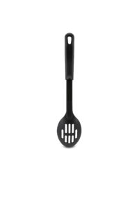 ame d'essence slotted cooking spoon 11 1/2 inch black nylon 410ºf heat resistant serving spoon with ergonomic handle kitchen gadgets for straining