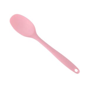 bcdlily silicone spoon kitchen bakeware utensil spoons and scoop cooking baking tools soup spoons for stirring, mixing and serving (pink)