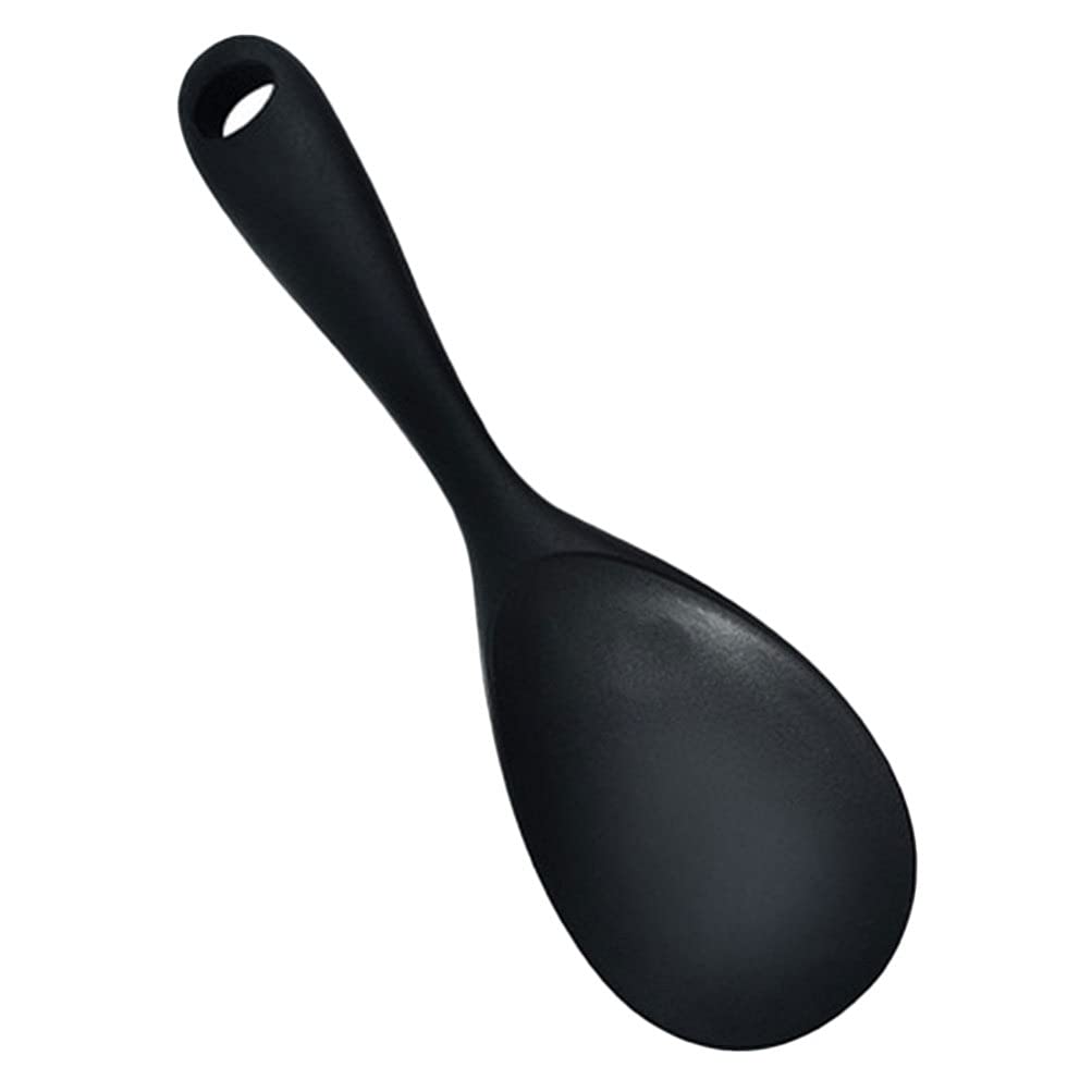 Silicone Mixing Spoon Rice Spoon Non- stick Soup Rice Spoon Silicone Basting Spoon Serving Spoon for Kitchen Cooking Baking Stirring Mixing (Black)