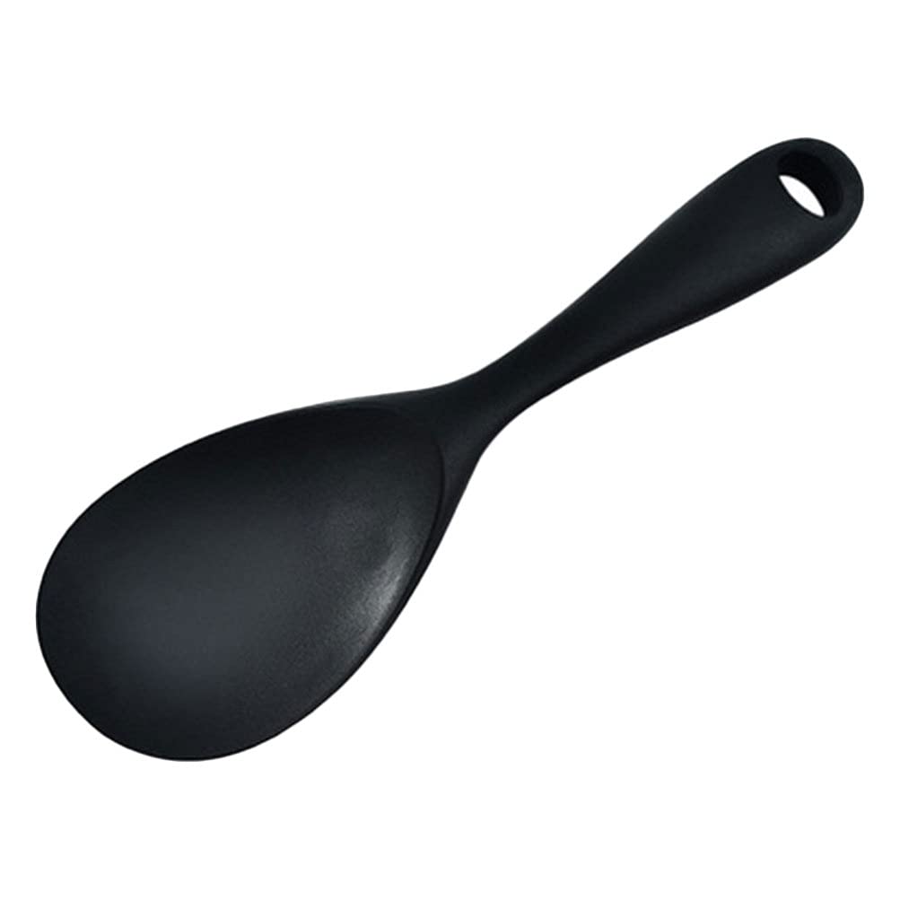 Silicone Mixing Spoon Rice Spoon Non- stick Soup Rice Spoon Silicone Basting Spoon Serving Spoon for Kitchen Cooking Baking Stirring Mixing (Black)