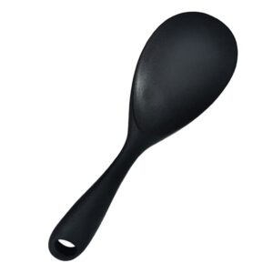 Silicone Mixing Spoon Rice Spoon Non- stick Soup Rice Spoon Silicone Basting Spoon Serving Spoon for Kitchen Cooking Baking Stirring Mixing (Black)