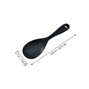 Silicone Mixing Spoon Rice Spoon Non- stick Soup Rice Spoon Silicone Basting Spoon Serving Spoon for Kitchen Cooking Baking Stirring Mixing (Black)