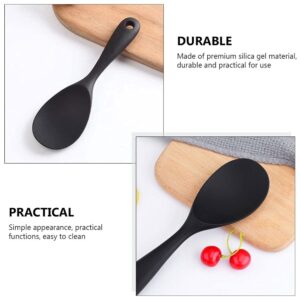 Silicone Mixing Spoon Rice Spoon Non- stick Soup Rice Spoon Silicone Basting Spoon Serving Spoon for Kitchen Cooking Baking Stirring Mixing (Black)