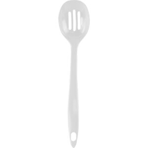 durable melamine cooking slotted spoon,white