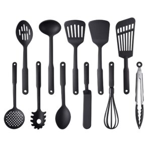 kitchen utensils set of 11 pcs, nylon utensils set, non-stick cooking utensils set 410°f heat resistant, kitchen gadgets accessories tools for cookware (bpa free)