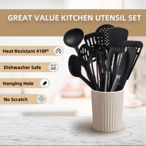 Kitchen Utensils Set of 11 Pcs, Nylon Utensils Set, Non-Stick Cooking Utensils Set 410°F Heat Resistant, Kitchen Gadgets Accessories Tools for Cookware (BPA Free)