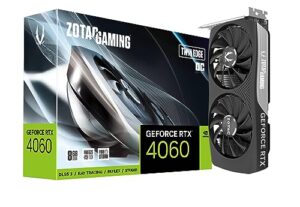 zotac gaming geforce rtx 4060 8gb twin edge oc dlss 3 8gb gddr6 128-bit 17 gbps pcie 4.0 compact gaming graphics card, zt-d40600h-10m