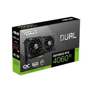 ASUS Dual GeForce RTX™ 4060 Ti 16GB OC Edition GDDR6 (PCIe 4.0, 16GB GDDR6, DLSS 3, HDMI 2.1a, DisplayPort 1.4a, 2.5-slot design, Axial-tech fan design, 0dB technology, and more)