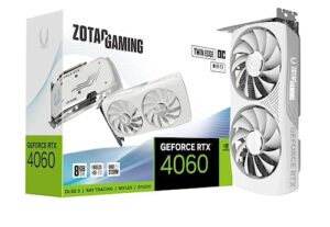 zotac gaming geforce rtx 4060 8gb twin edge oc white edition dlss 3 8gb gddr6 128-bit 17 gbps pcie 4.0 compact gaming graphics card, zt-d40600q-10m