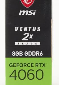 MSI GeForce RTX 4060 Ventus 2X Black 8G OC Gaming Graphics Card - 8GB GDDR6X, PCI Express Gen 4, 128-bit, 3X DP v 1.4a, HDMI 2.1a (Supports 4K & 8K HDR)