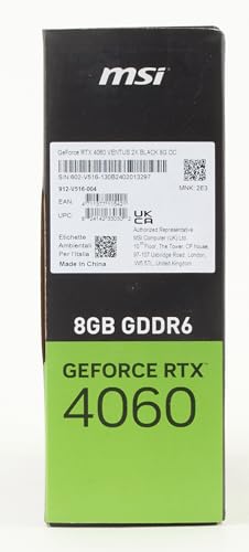 MSI GeForce RTX 4060 Ventus 2X Black 8G OC Gaming Graphics Card - 8GB GDDR6X, PCI Express Gen 4, 128-bit, 3X DP v 1.4a, HDMI 2.1a (Supports 4K & 8K HDR)