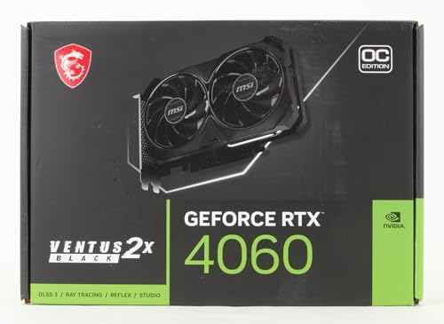 MSI GeForce RTX 4060 Ventus 2X Black 8G OC Gaming Graphics Card - 8GB GDDR6X, PCI Express Gen 4, 128-bit, 3X DP v 1.4a, HDMI 2.1a (Supports 4K & 8K HDR)