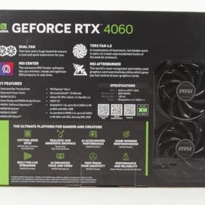 MSI GeForce RTX 4060 Ventus 2X Black 8G OC Gaming Graphics Card - 8GB GDDR6X, PCI Express Gen 4, 128-bit, 3X DP v 1.4a, HDMI 2.1a (Supports 4K & 8K HDR)