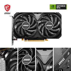 MSI GeForce RTX 4060 Ventus 2X Black 8G OC Gaming Graphics Card - 8GB GDDR6X, PCI Express Gen 4, 128-bit, 3X DP v 1.4a, HDMI 2.1a (Supports 4K & 8K HDR)