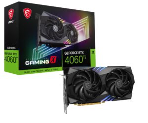 msi gaming geforce rtx 4060 ti 16gb gdrr6 extreme clock: 2655 mhz 128-bit hdmi/dp nvlink torx fan 4.0 ada lovelace architecture graphics card (rtx 4060 ti gaming x 16g)