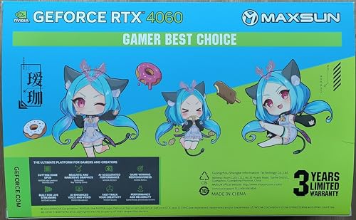 maxsun GeForce RTX 4060 iCraft OC ACGN Limited Edition 8GB GDDR6 (PCIe 4.0, DLSS 3.5, HDMI 2.1, DisplayPort 1.4a, RGB, Anime White GPU)