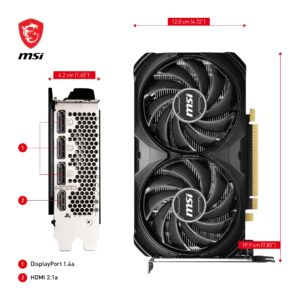 MSI GeForce RTX 4060 Ti Ventus 2X Black 8G OC Graphics Card -NVIDIA RTX 4060 Ti, 8GB GDDR6 Memory, 18Gbps, PCIe 4.0, DLSS3