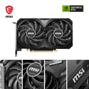 MSI GeForce RTX 4060 Ti Ventus 2X Black 8G OC Graphics Card -NVIDIA RTX 4060 Ti, 8GB GDDR6 Memory, 18Gbps, PCIe 4.0, DLSS3