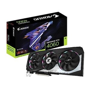 GIGABYTE AORUS GeForce RTX 4060 Elite 8G Graphics Card, 3X WINDFORCE Fans, 8GB 128-bit GDDR6, GV-N4060AORUS E-8GD Video Card