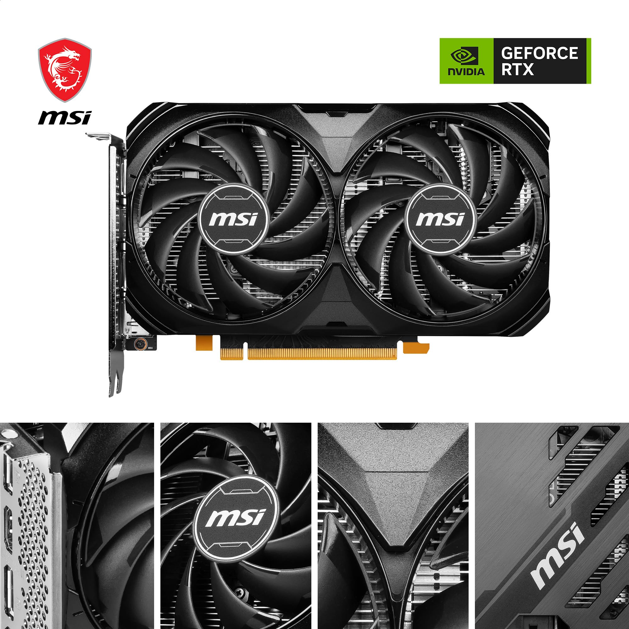 MSI GeForce RTX 4060 Ti VENTUS 2X BLACK 16G OC Graphics Card - RTX 4060 Ti GPU, 16GB GDDR6 (18Gbps/128-bit), PCIe 4.0-2 x TORX Fan 4.0 - HDMI 2.1a, DisplayPort 1.4a