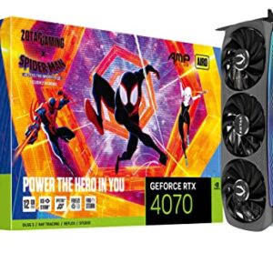 ZOTAC Gaming GeForce RTX 4070 AMP AIRO Spider-Man: Across The Spider-Verse Inspired Graphics Card Bundle, ZT-D40700F-10SMP