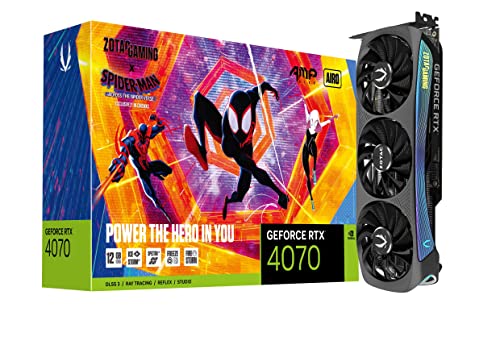 ZOTAC Gaming GeForce RTX 4070 AMP AIRO Spider-Man: Across The Spider-Verse Inspired Graphics Card Bundle, ZT-D40700F-10SMP