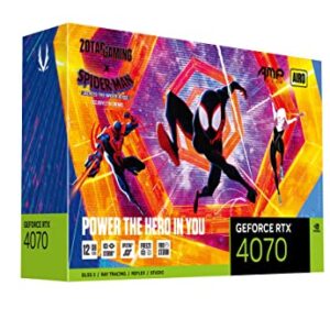 ZOTAC Gaming GeForce RTX 4070 AMP AIRO Spider-Man: Across The Spider-Verse Inspired Graphics Card Bundle, ZT-D40700F-10SMP