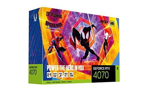 ZOTAC Gaming GeForce RTX 4070 AMP AIRO Spider-Man: Across The Spider-Verse Inspired Graphics Card Bundle, ZT-D40700F-10SMP