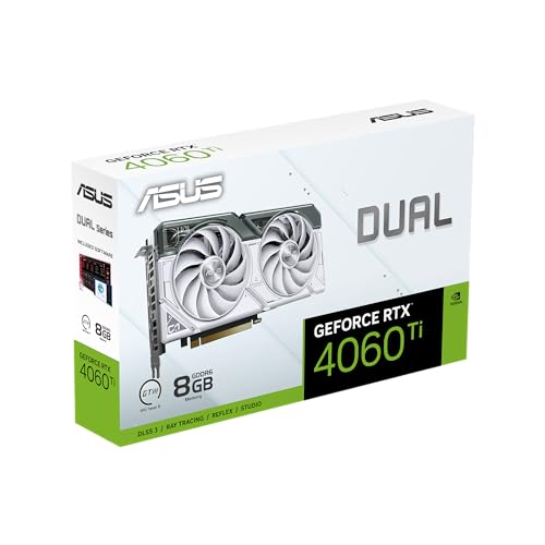 ASUS Dual GeForce RTX™ 4060 Ti White Edition 8GB GDDR6 (PCIe 4.0, 8GB GDDR6, DLSS 3, HDMI 2.1, DisplayPort 1.4a, Axial-tech Fan Design, 0dB Technology, and More)