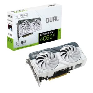 asus dual geforce rtx™ 4060 ti white edition 8gb gddr6 (pcie 4.0, 8gb gddr6, dlss 3, hdmi 2.1, displayport 1.4a, axial-tech fan design, 0db technology, and more)