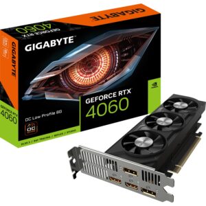 gigabyte nvidia geforce rtx 4060 oc low profile graphics card - 8gb gddr6, 128-bit, pci-e 4.0, 2475mhz core clock, 2x dp 1.4, 2x hdmi 2.1a, nvidia dlss 3 - gv-n4060oc-8gl