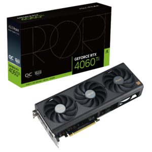 asus proart geforce rtx 4060 ti oc edition 16gb gddr6 gaming graphics card (nvidia geforce rtx4060ti dlss 3, pcie 4.0, 1x hdmi 2.1a, 3x displayport 1.4a, proart-rtx4060ti-o16g)