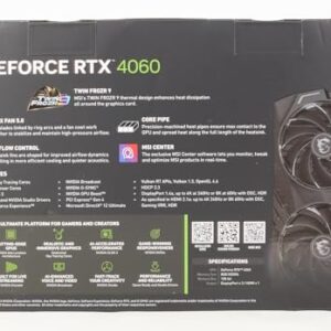 MSI GeForce RTX 4060 Gaming X 8G Graphics Card - RTX 4060 GPU, 8GB GDDR6 (17Gbps/128-bit), PCIe 4.0 - Twin FROZR 9 (2 x TORX Fan 5.0), RGB - HDMI 2.1, DisplayPort 1.4a