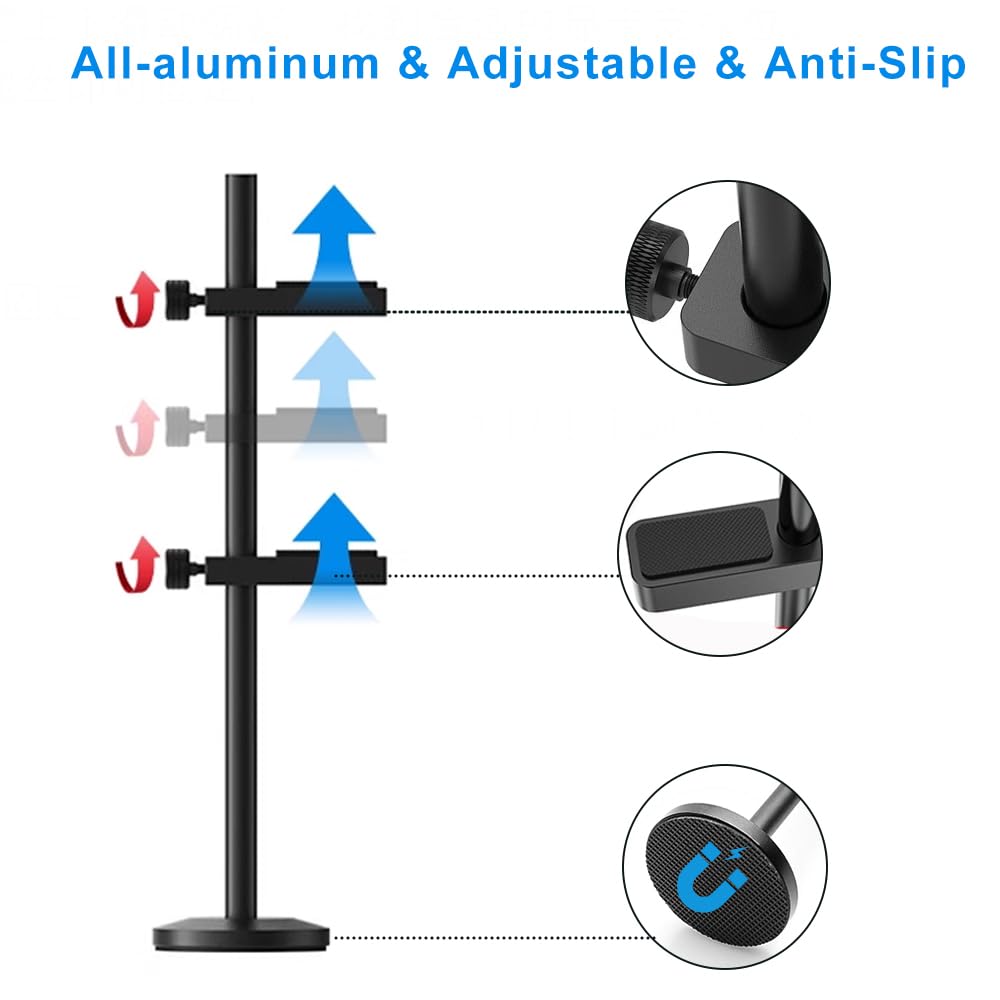 JOYJOM GPU Support Bracket: Adjustable Aluminum Anti Sag GPU Bracket Video Graphics Card Support GPU Stand Holder GPU Support with Hidden Magnet and Anti-Slip Pad-19cm