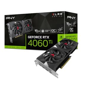 pny geforce rtx™ 4060 ti 16gb xlr8 gaming verto™ oc dual fan graphics card dlss 3 (128-bit, pcie 4.0, gddr6, hdmi/displayport, supports 4k, 2 slot)