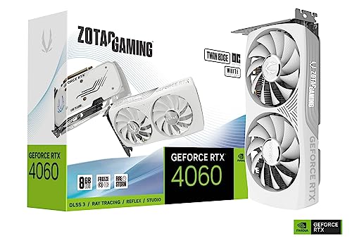 Zotac Gaming GeForce RTX 4060 8GB Twin Edge OC White Edition DLSS 3 8GB GDDR6 128-bit 17 Gbps PCIE 4.0 Compact Gaming Graphics Card, Spectra RGB Lighting, ZT-D40600Q-10M