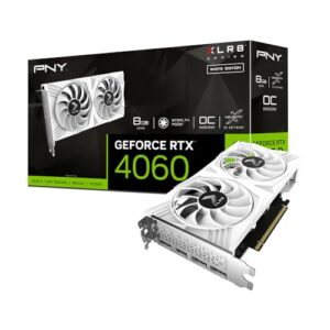 pny geforce rtx 4060 8gb xlr8 gaming vetro oc dual fan white edition 2 fan white edition 2 fan white color graphics board vcg40608dfwxpb1-o vd8693