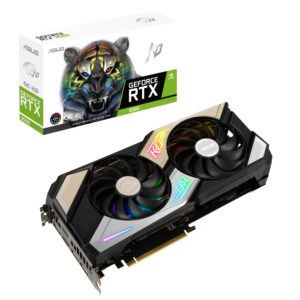 asus ko nvidia geforce rtx 3060 v2 oc edition 12gb gddr6 gaming graphics card (pcie 4.0, 12gb gddr6 memory, lhr, hdmi 2.1, displayport 1.4a, axial-tech fan design, 0db technology, enduring capacitors)